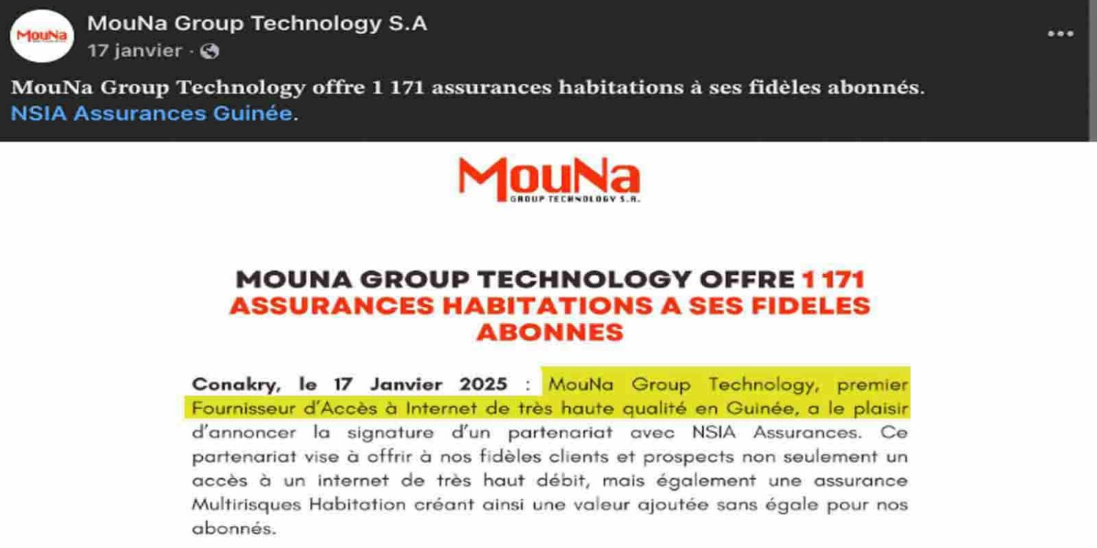 Mouna Group Technology, premier fournisseur d'Internet en Guinée ? Rien ...